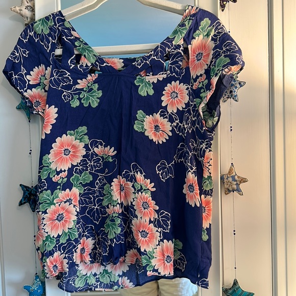 Maeve | Tops | Maeve Cutout Too In Cobalt Blue Green Pinks And White ...